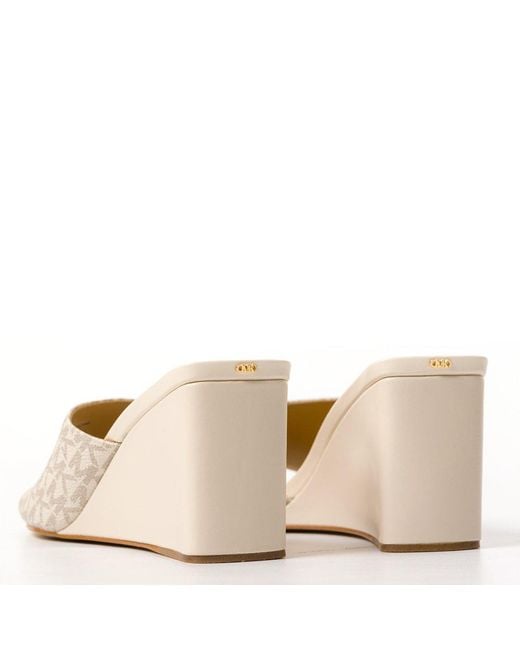 MICHAEL Michael Kors Merriam Signature Logo Wedge Sandals in Natural | Lyst