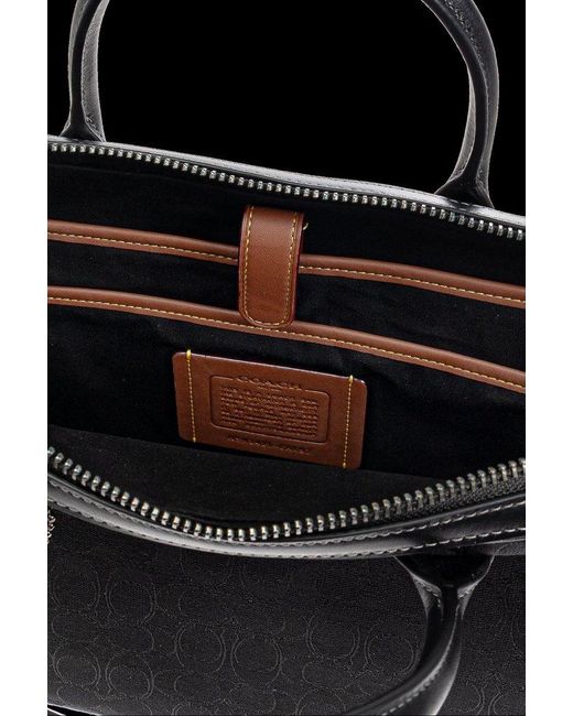 COACH Theo Work Signature Jacquard Bag in Black for Men | Lyst