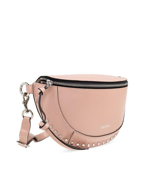 Isabel Marant Skano Studded Logo Stamp Shoulder Bag in Pink | Lyst