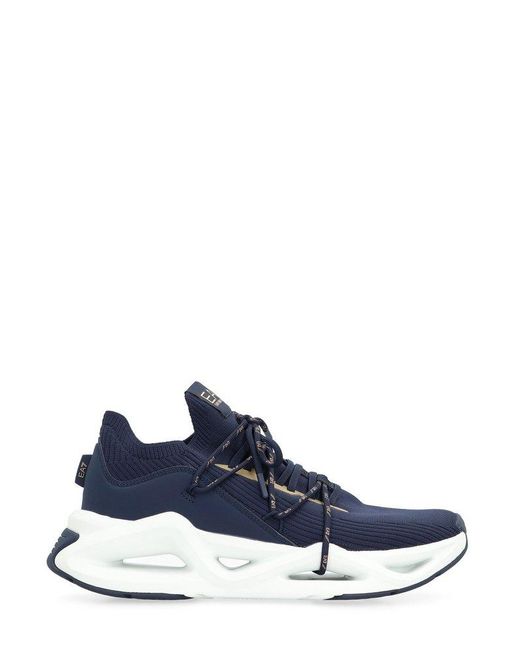 EA7 Cut-Out Lace-Up Sneakers in Blue for Men | Lyst