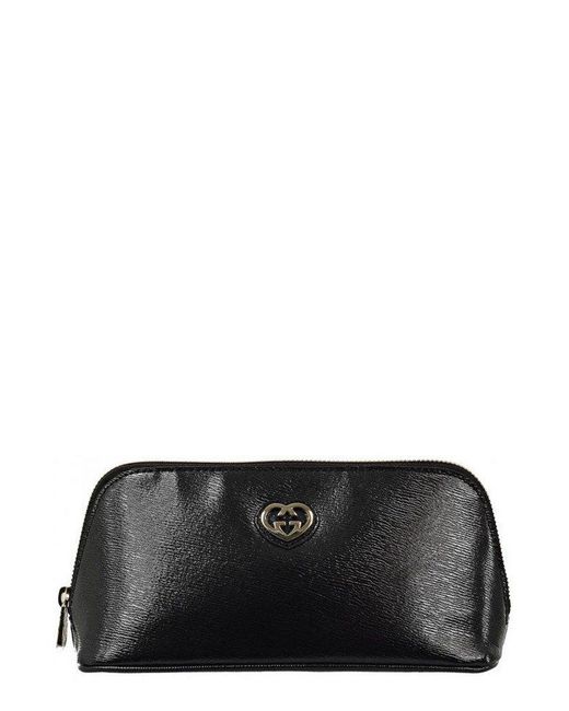 Gucci Gg Heart Logo Zipped Cosmetic Bag in Black | Lyst