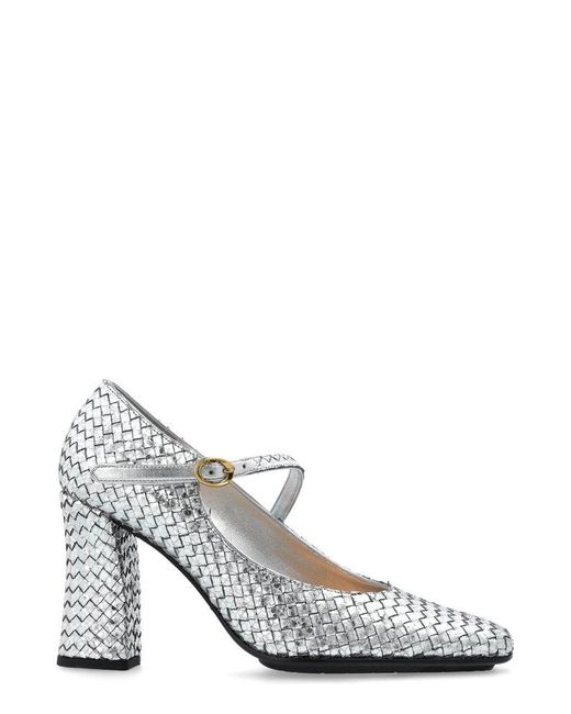 Bottega Veneta Step Square Toe Pumps in Metallic | Lyst