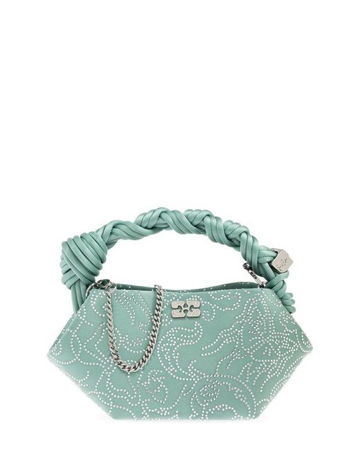 Ganni Embellished Mini Bou Bag in Green | Lyst