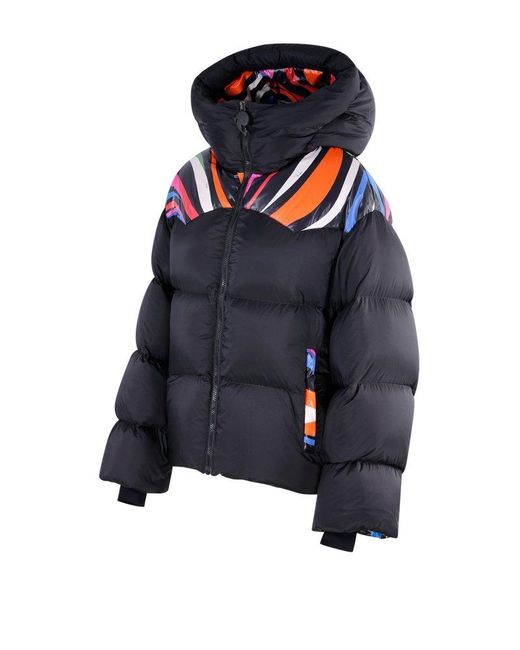 Emilio Pucci Onde-Panelled Zipped Hooded Puffer Jacket in Blue | Lyst