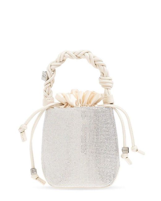 Ganni Mini Bou Bucket Bag in White | Lyst