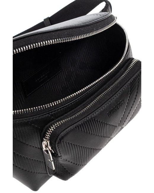 Burberry Logo Embossed Checked Belt Bag in Black for Men | Lyst