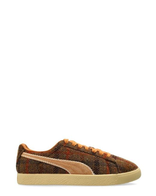 PUMA Clyde Harris Tweed Lace-Up Sneakers in Brown | Lyst