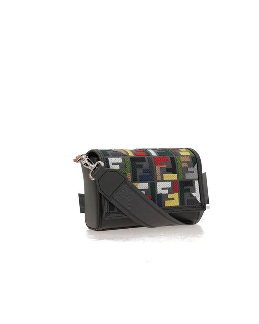 Fendi Compact Logo Detailed Messenger Bag in Black for Men | Lyst