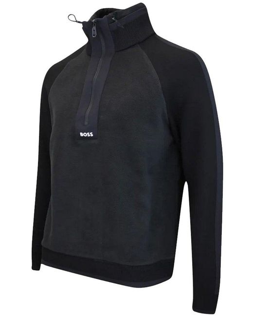 BOSS Half Zip Regular-Fit Sweater in Blue for Men | Lyst