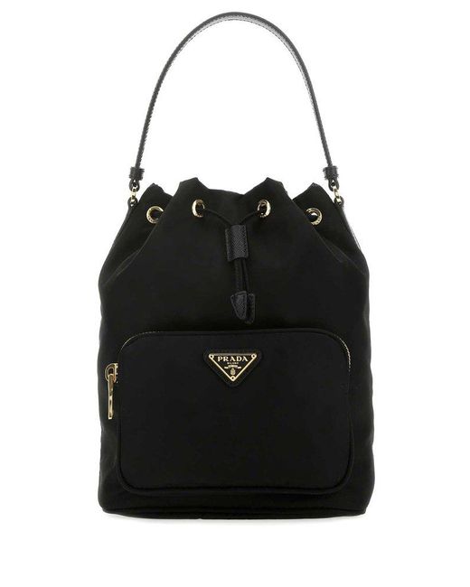Prada Black Re-nylon Duet Bucket Bag | Lyst UK