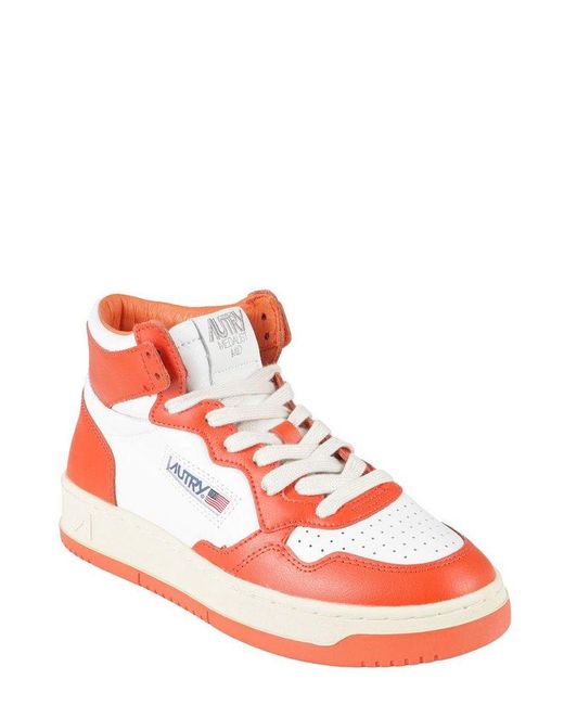 Autry Medalist Mid-Top Sneakers in Red | Lyst