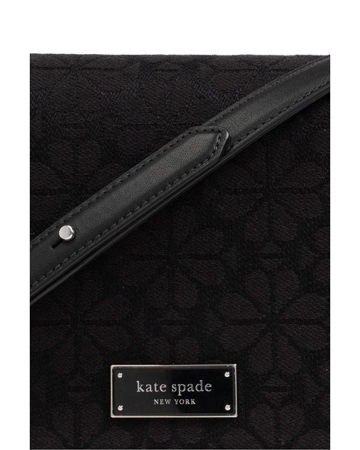 Kate Spade Logo Plaque Floral-Jacquard Crossbody Bag in Black | Lyst
