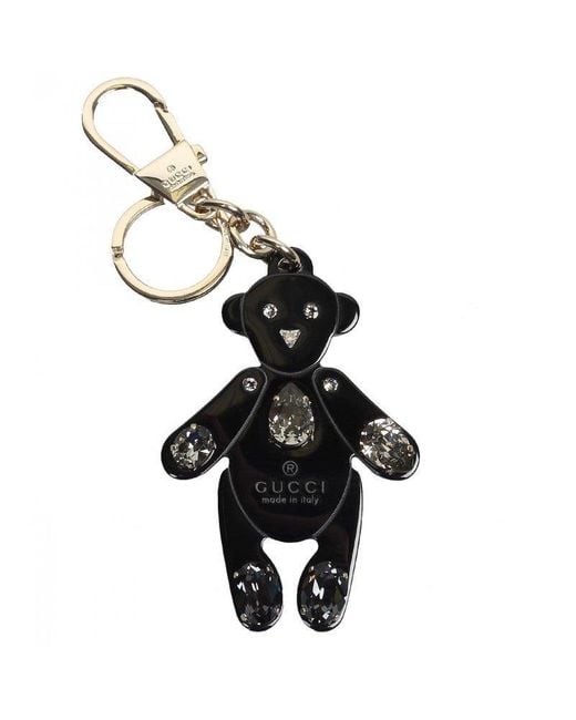 Gucci Embellished Teddy Bear Key Ring Charm in Black | Lyst