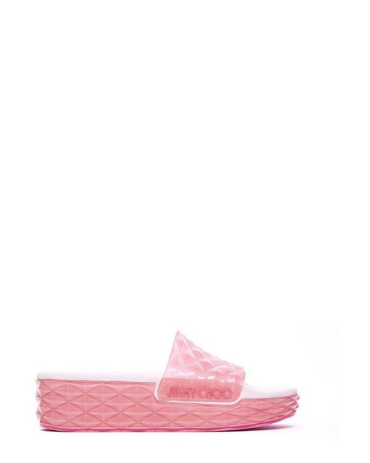 Jimmy Choo Diamond Platform Slides in Pink | Lyst