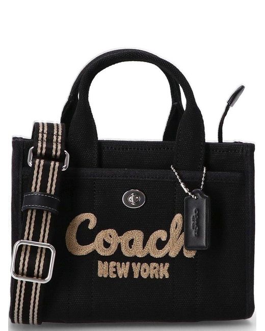 COACH Cargo Logo Flocked Tote Bag in Black | Lyst
