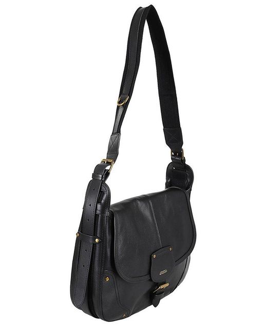 Isabel Marant Sierra Logo Embossed Messenger Bag in Black | Lyst
