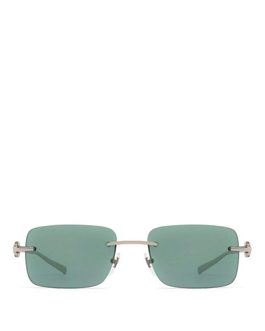 Gucci Rectangular Frame Sunglasses in Green | Lyst