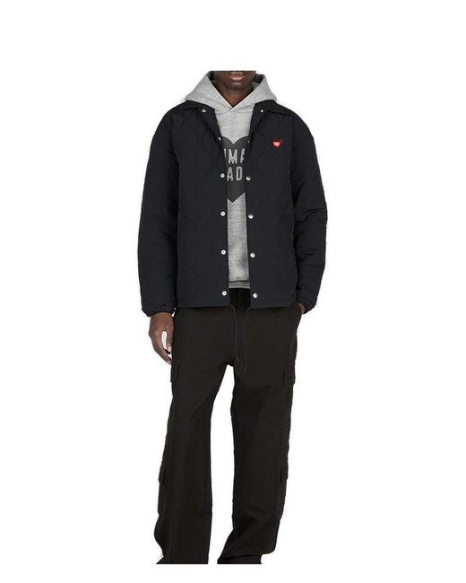 Human Made Logo Embroidered Quilted Jacket in Black for Men | Lyst
