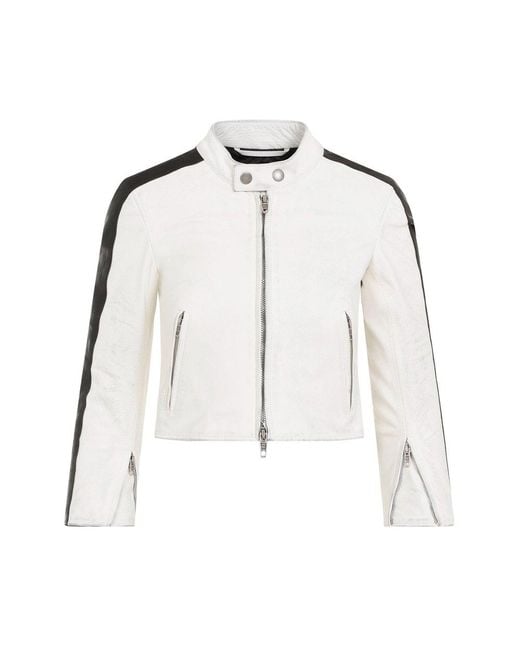 Balenciaga Leather Racer Jacket in Natural | Lyst