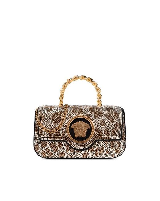 Versace La Medusa Leopard-Embellished Mini Handbag | Lyst