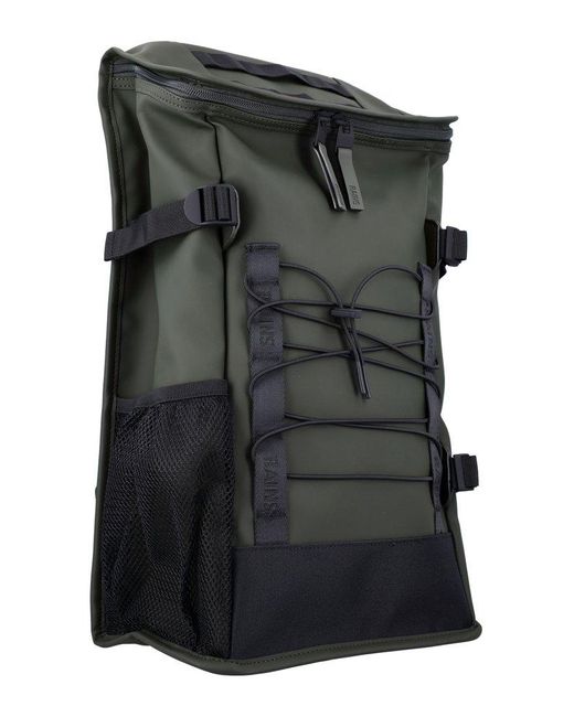Rains Logo Detailed Foldover Top Backpack in Black | Lyst