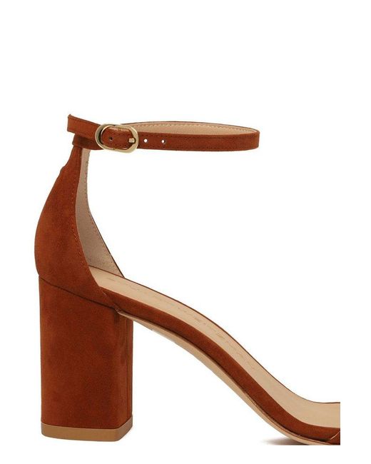 Stuart Weitzman Nudistarc Block-Heeled Sandals in Brown | Lyst