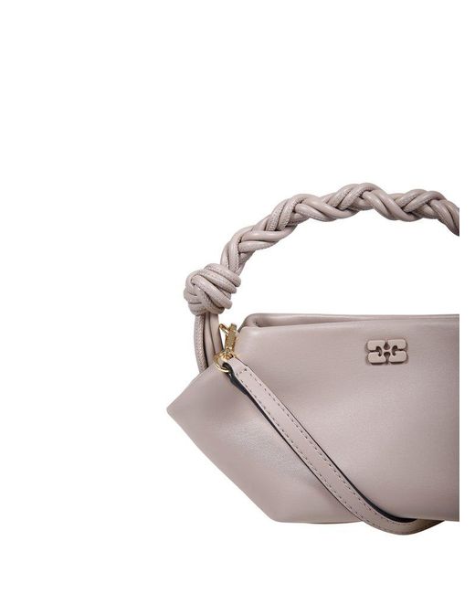 Ganni Logo Detailed Mini Tote Bag in Natural | Lyst UK