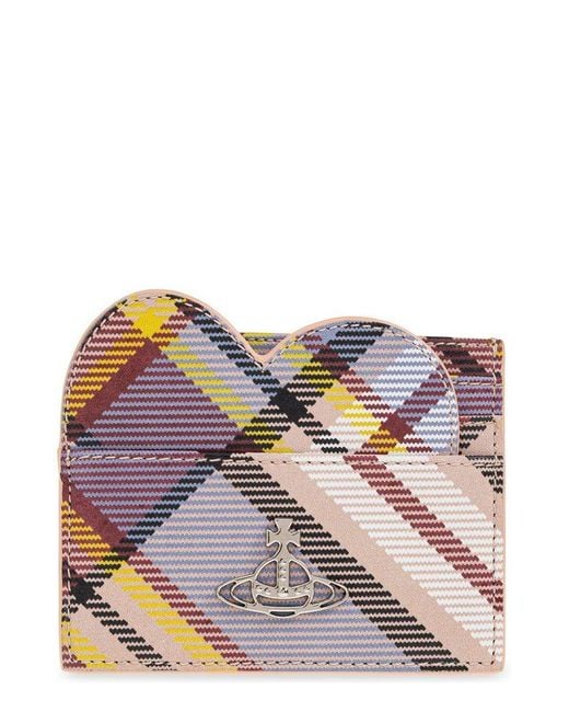 Vivienne Westwood Orb Plaque Checked Card Holder in Purple | Lyst UK