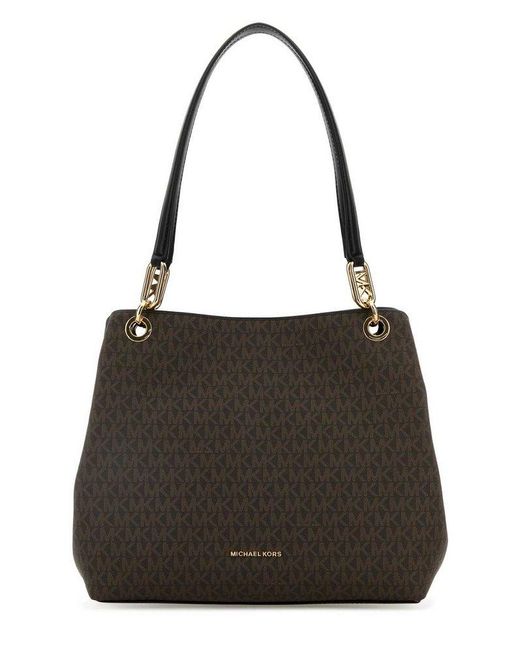 MICHAEL Michael Kors Kensington Large Signature Logo Tote Bag in Black | Lyst UK