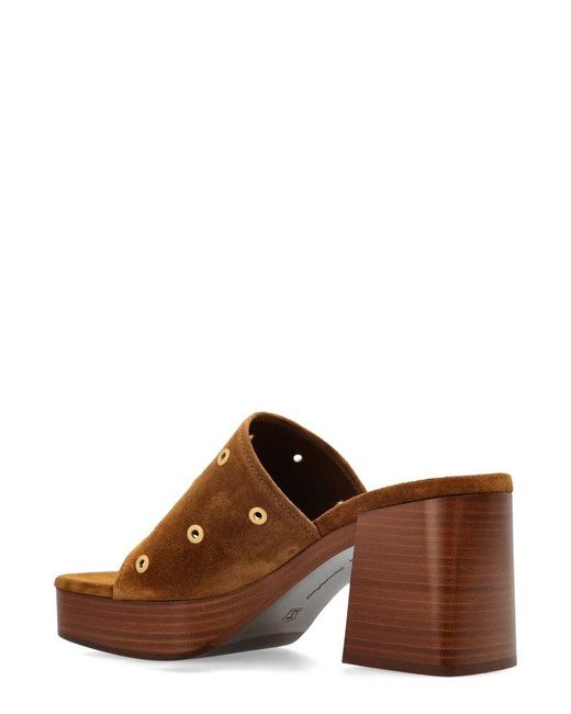Gianvito Rossi Studded Platform Mules in Brown | Lyst