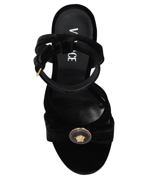 Versace Gianni Ribbon Platform Sandals in Black | Lyst