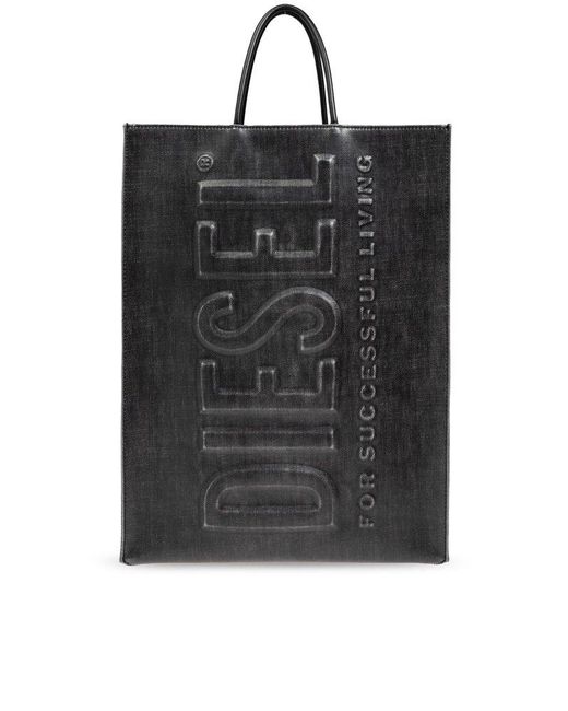 DIESEL Dsl 3d Logo-embossed Top Handle Tote Bag in Black for Men | Lyst UK