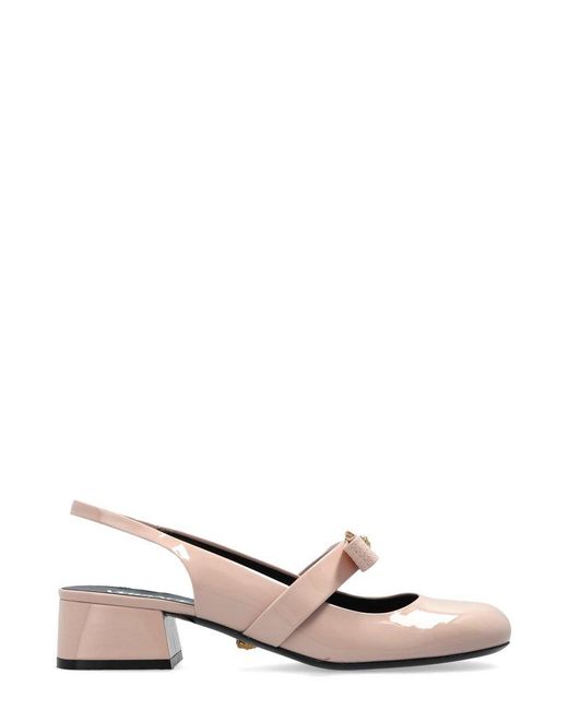 Versace Gianni Ribbon Slingback Pumps in Pink | Lyst