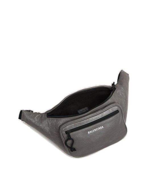 Balenciaga Logo Embossed Explorer Belt Bag in Gray for Men | Lyst