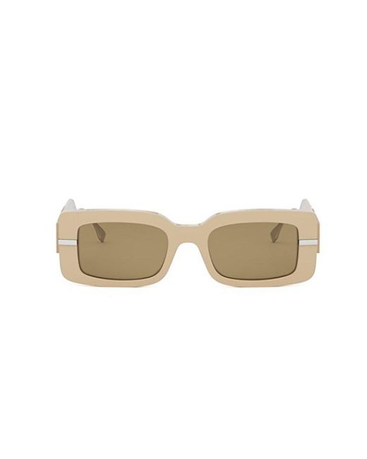 Fendi Rectangle Frame Sunglasses in Natural | Lyst