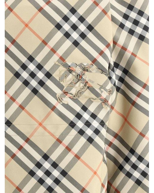 Burberry Check Printed Zipped Hooded Jacket in Natural | Lyst