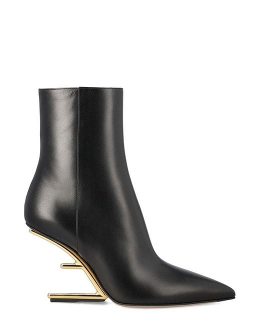Fendi First F-Shaped Heel Ankle Boots in Black | Lyst