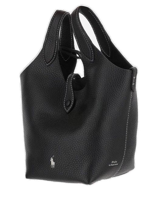 Polo Ralph Lauren Logo Detailed Small Tote Bag in Black | Lyst UK