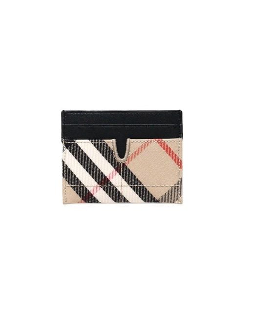 Burberry Checked Snip Card Case in Black | Lyst