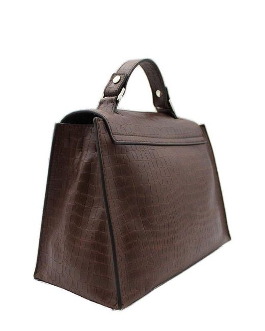 Orciani Small Sveva Logo Lettering Embossed Tote Bag in Brown | Lyst