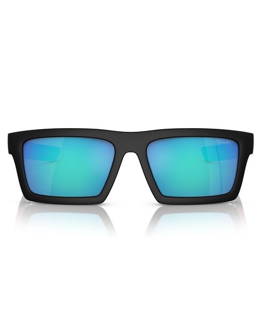 Prada Rectangular Frame Sunglasses in Green for Men | Lyst UK