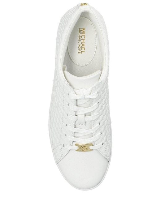 MICHAEL Michael Kors Keaton Logo Debossed Lace-Up Sneakers in White | Lyst