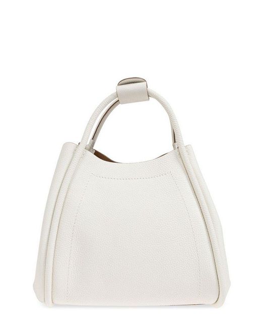 Max Mara Logo Plaque Top Handle Bag in White | Lyst
