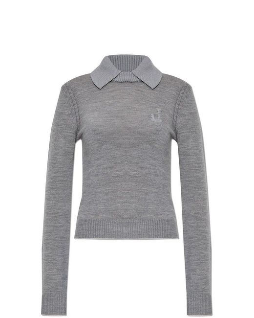 Jacquemus The Tricot Knit Polo Shirt in Gray | Lyst