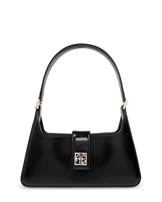 Anine Bing Lou Logo Plaque Shoulder Bag in Black | Lyst