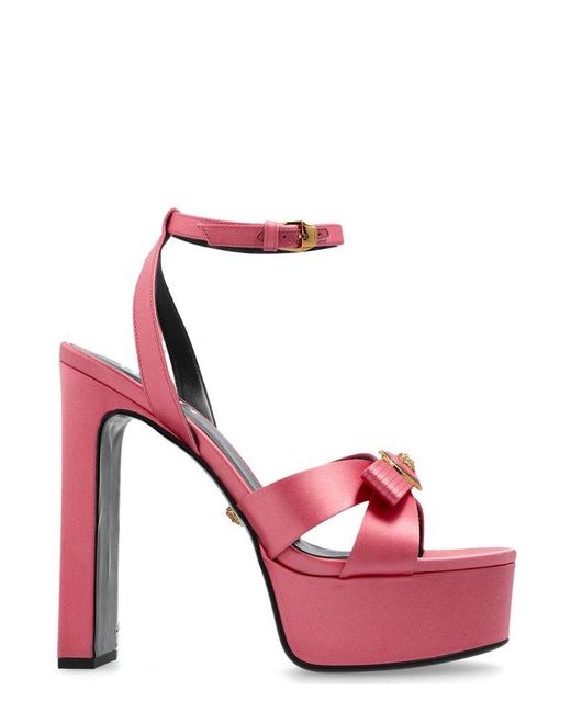 Versace Gianni Ribbon Platform Sandals in Pink | Lyst
