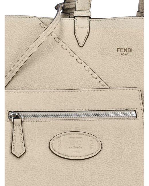 Fendi Selleria Diagonal Small Tote Bag in Natural for Men | Lyst