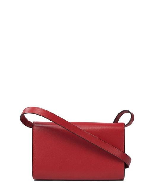 Marni Logo Debossed Foldover Top Crossbody Bag in Red | Lyst