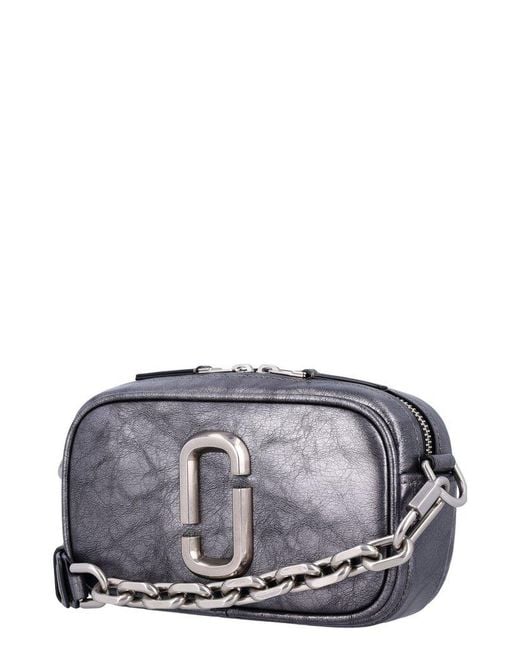 Marc Jacobs The Metallic Distressed Big Shot Crossbody Bag in Gray | Lyst