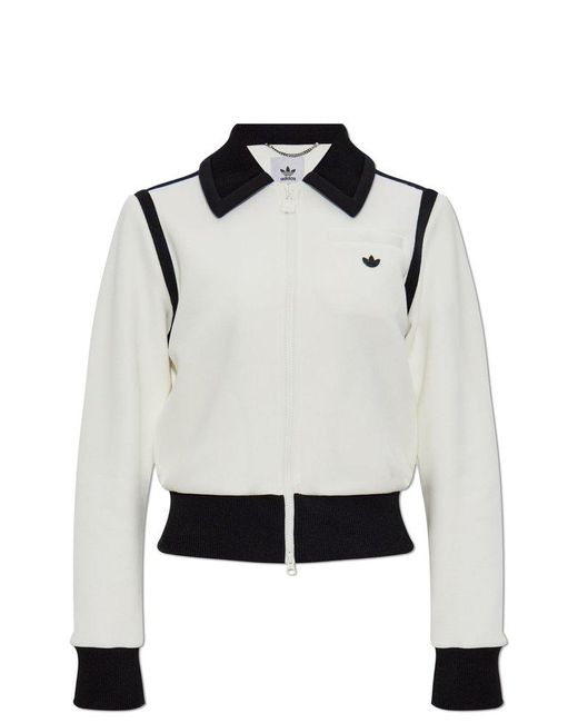 adidas Originals Premium Collared Track Top in Black | Lyst